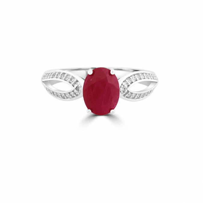 Oval Ruby & Diamond Swivel Ring - Jack Friedman Jewellery